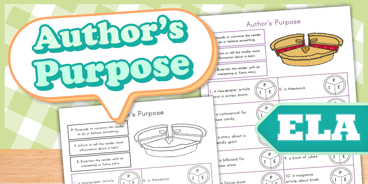 P.I.E Authors Purpose Worksheet for Kids | Twinkl USA