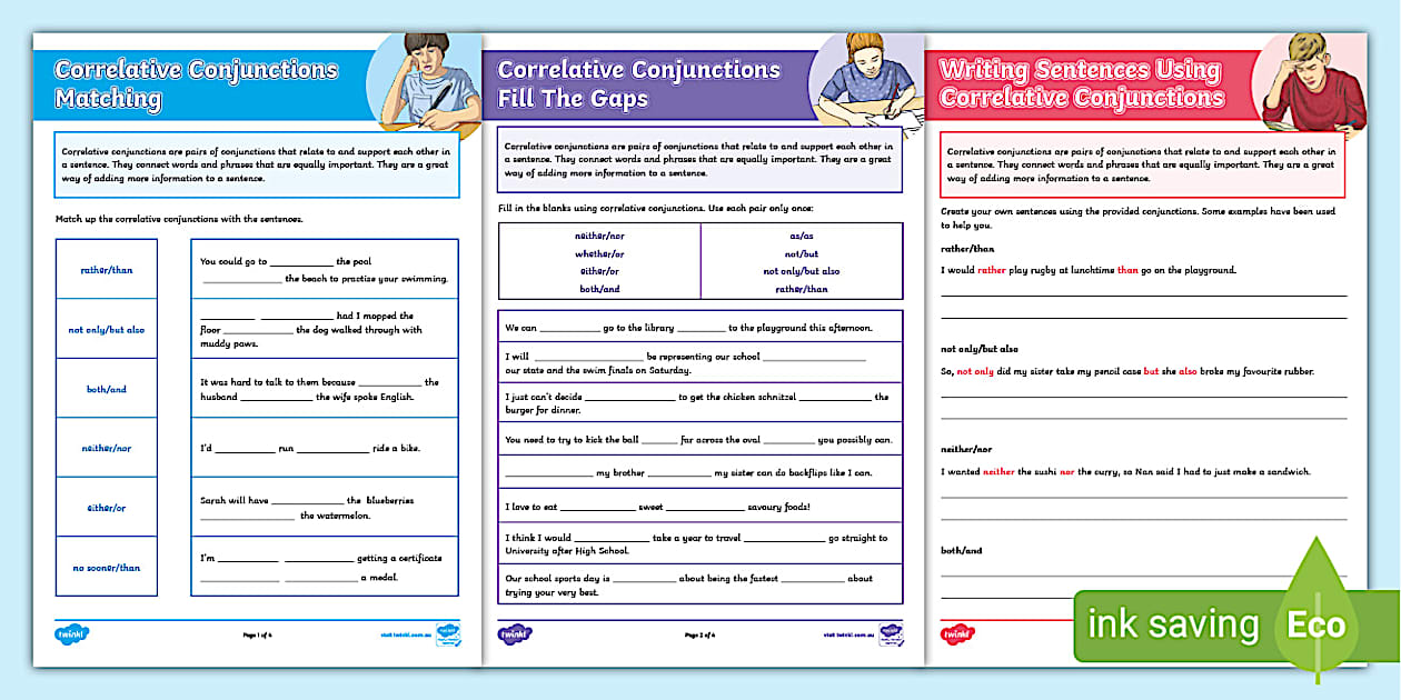 Correlative Conjunctions Practice Worksheets | English