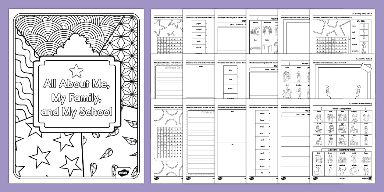 All About Me Family School Vocabulary Workbook ELL Newcomers