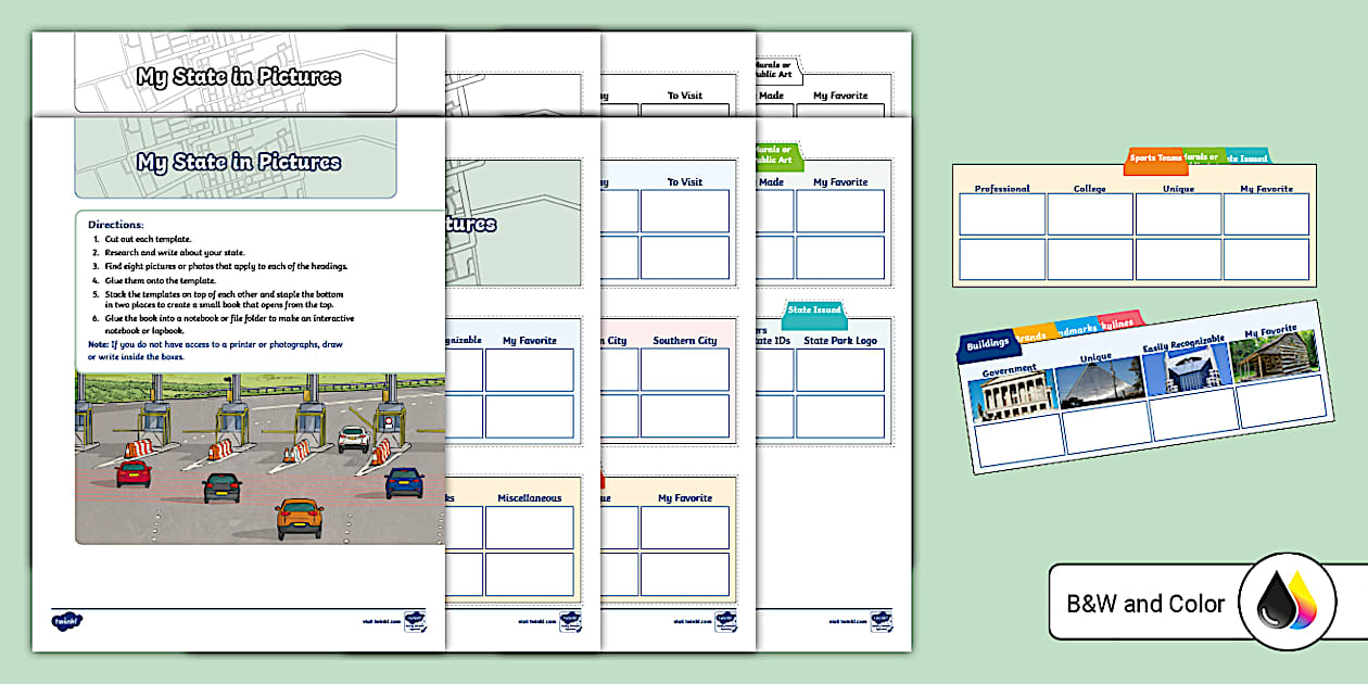 My State in Pictures Cut and Paste Worksheet