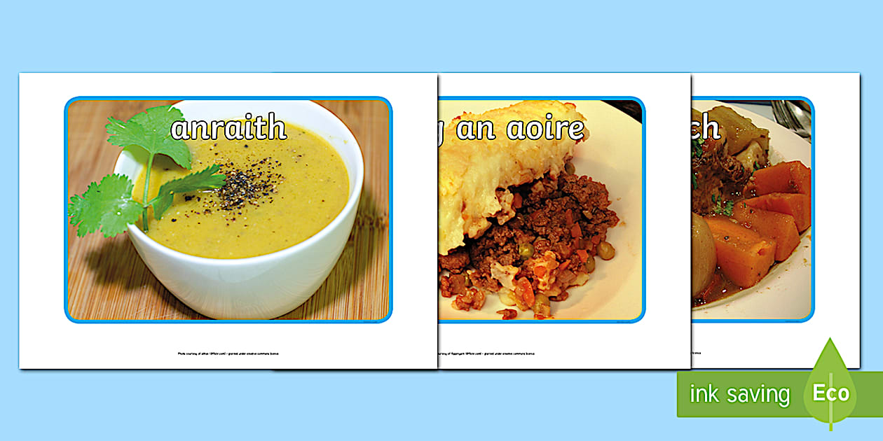 Winter Food Display Photos Gaeilge - ROI (teacher made)