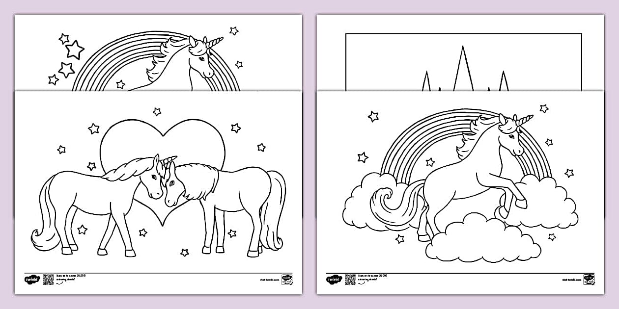 Unicorn Coloring Pages (Teacher-Made) - Twinkl