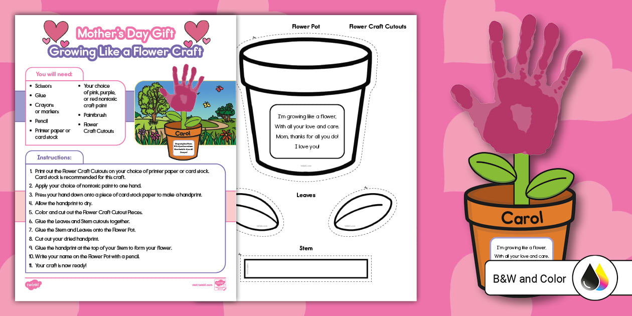 Mother's Day Flower Craft Template for PreK | Twinkl USA