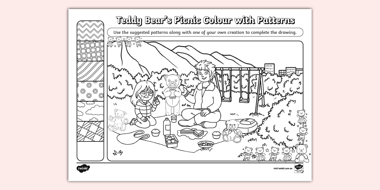 Teddy Bear's Picnic Colour with Patterns Activity