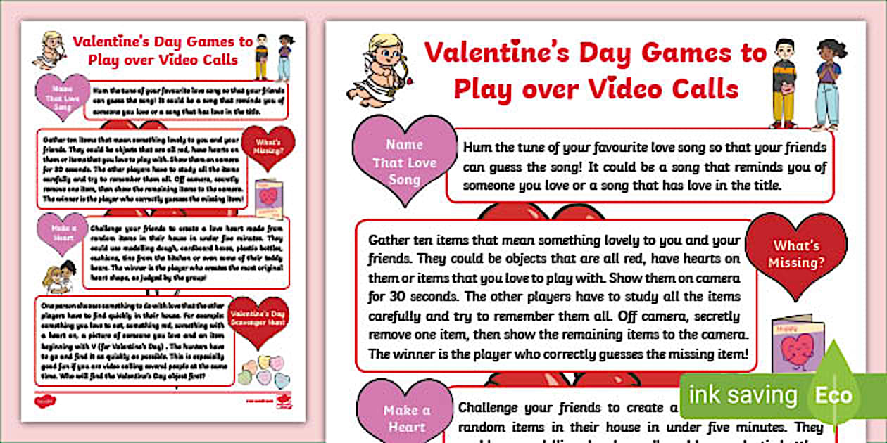 Valentine's Day Games to Play over Video Calls - Twinkl