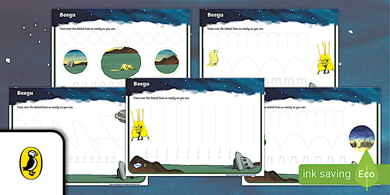 FREE! - Beegu Year 1 Pencil Control Sheets | Puffin Books | Twinkl