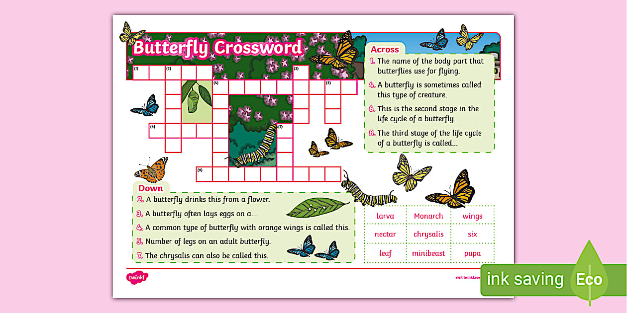 Butterfly Crossword - Twinkl - KS1 (teacher made) - Twinkl