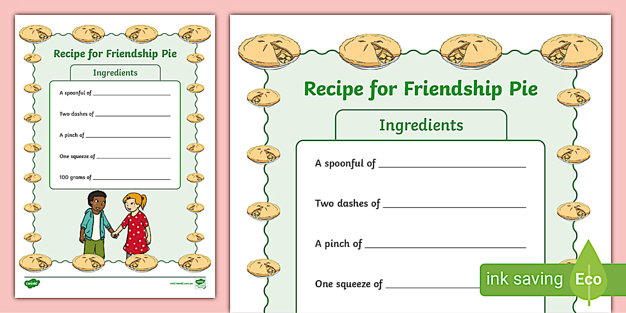 Friendship Pie Template | Twinkl (teacher made) - Twinkl