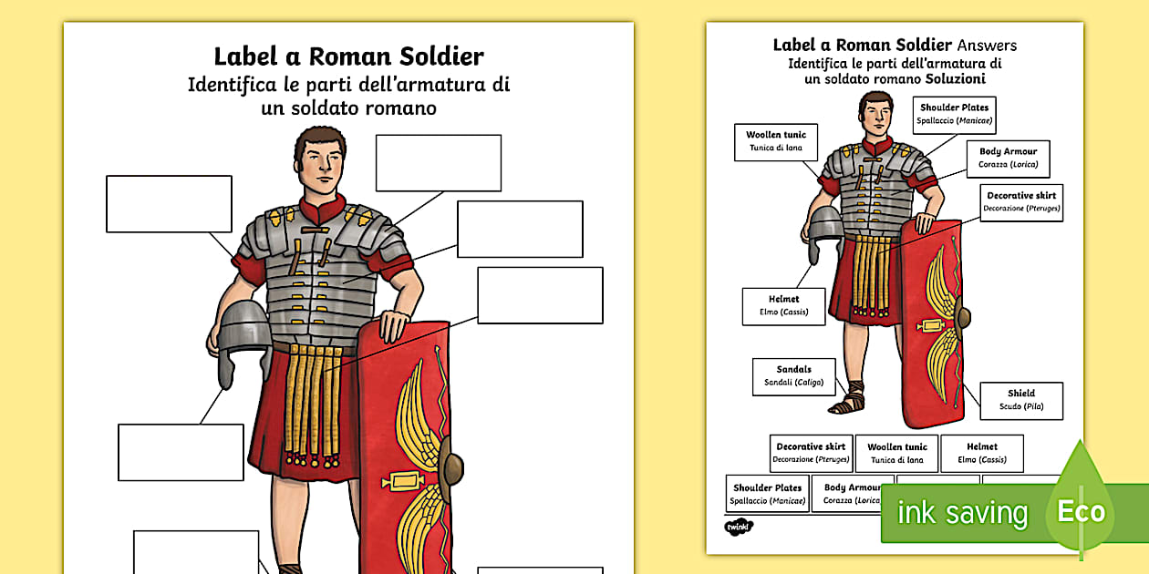 Label a Roman Soldier Worksheet / Worksheet English/Italian - Label a Roman