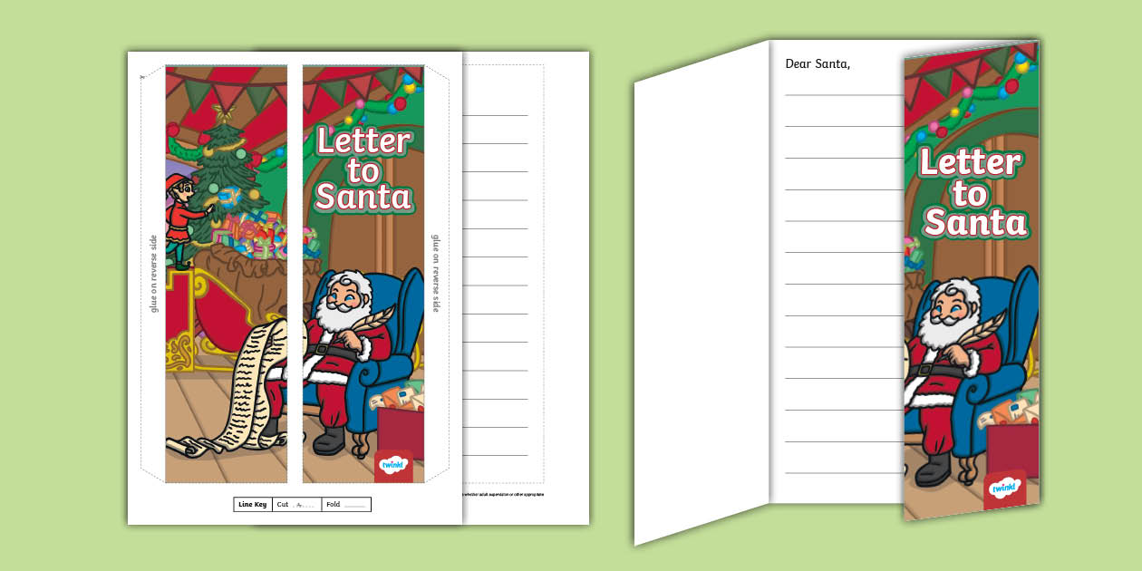 Christmas Letter to Santa Folding Writing Template - Twinkl