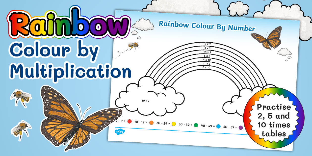 Intermediate Phase Maths - Rainbow Colour by Multiplication - Worksheet ...