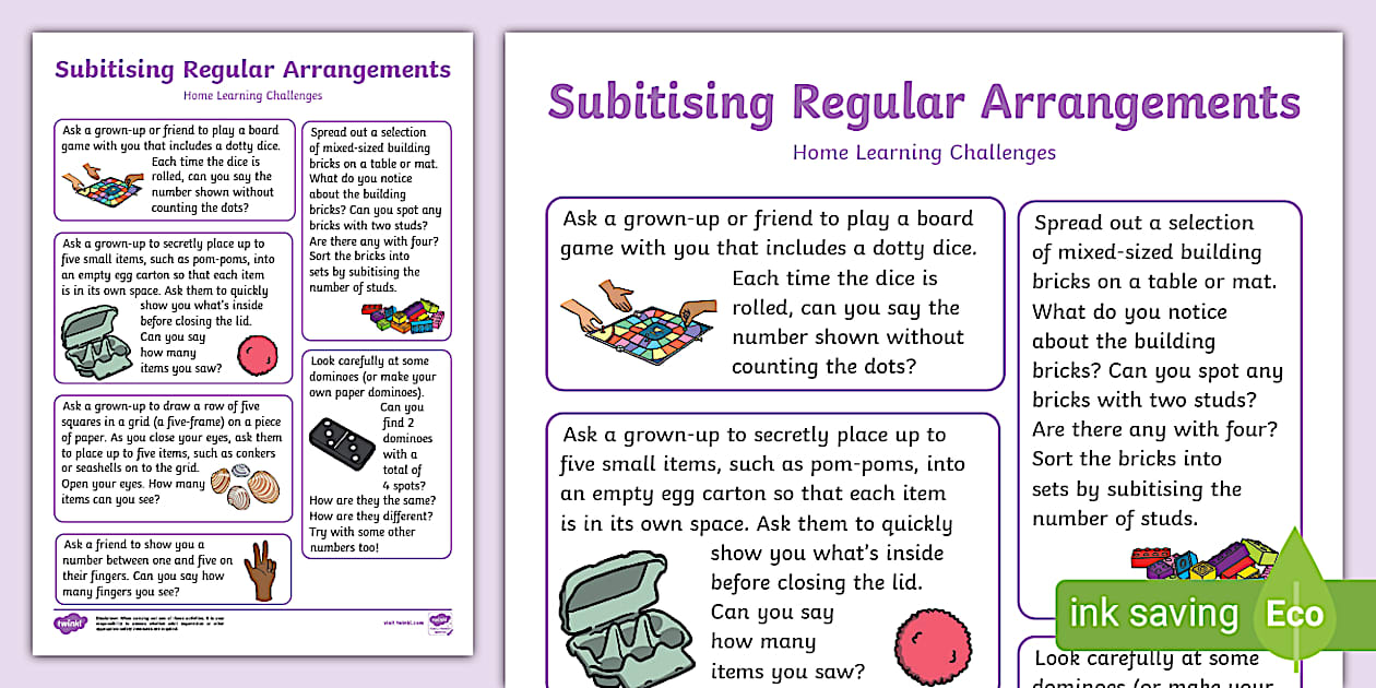 👉 EYFS Maths: Subitising Regular Arrangements Home Learning