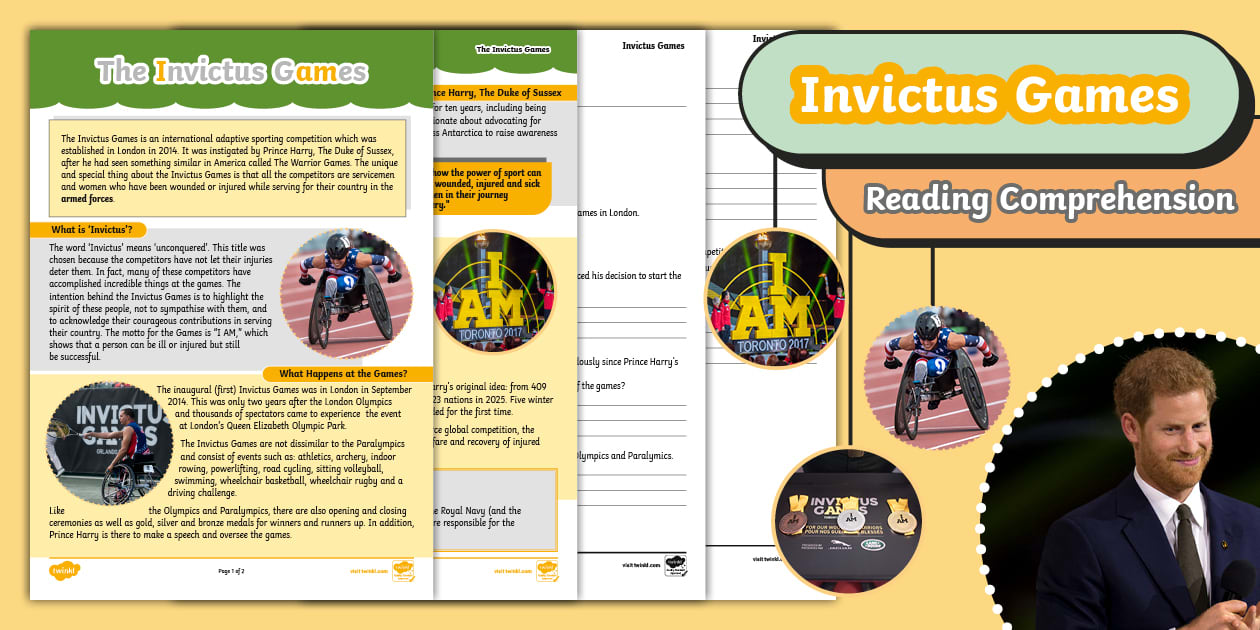 The Invictus Games KS2 Differentiated Reading Comprehension Activity