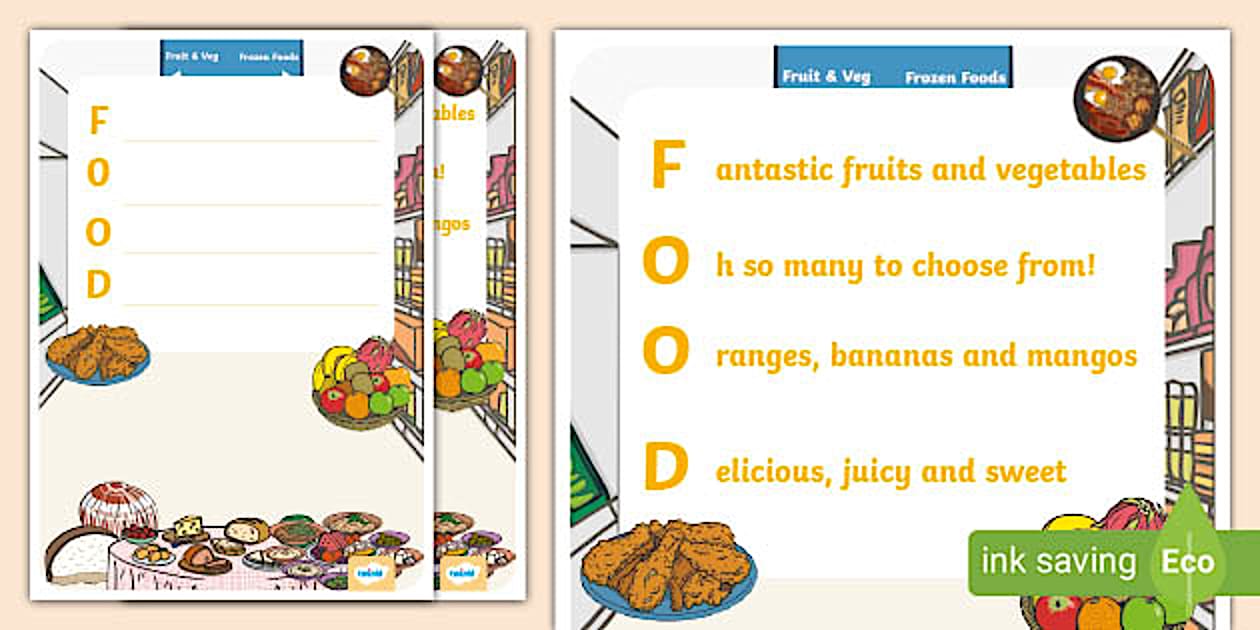 Food Acrostic Poem Example (Teacher-Made) - Twinkl