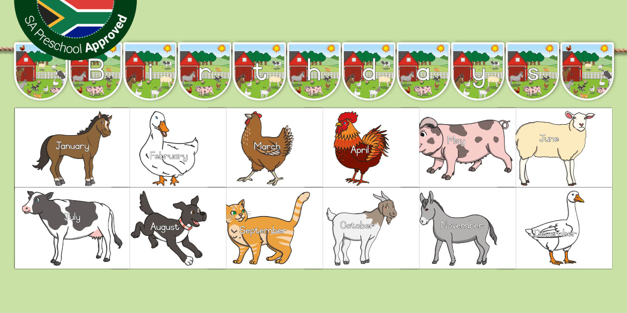 Farm-Themed Birthday Chart Display (teacher made) - Twinkl