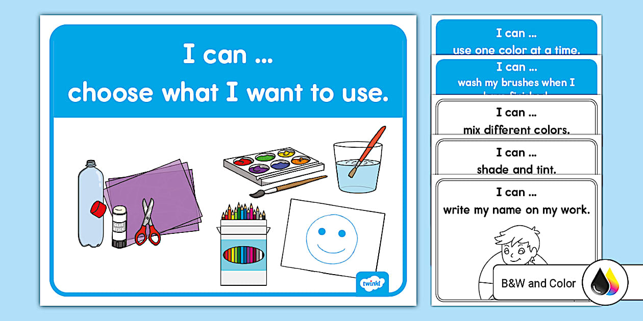 Painting Area "I Can" Posters for PK-K (teacher made)