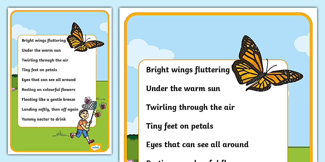 Butterfly Acrostic Poem Example (teacher made) - Twinkl