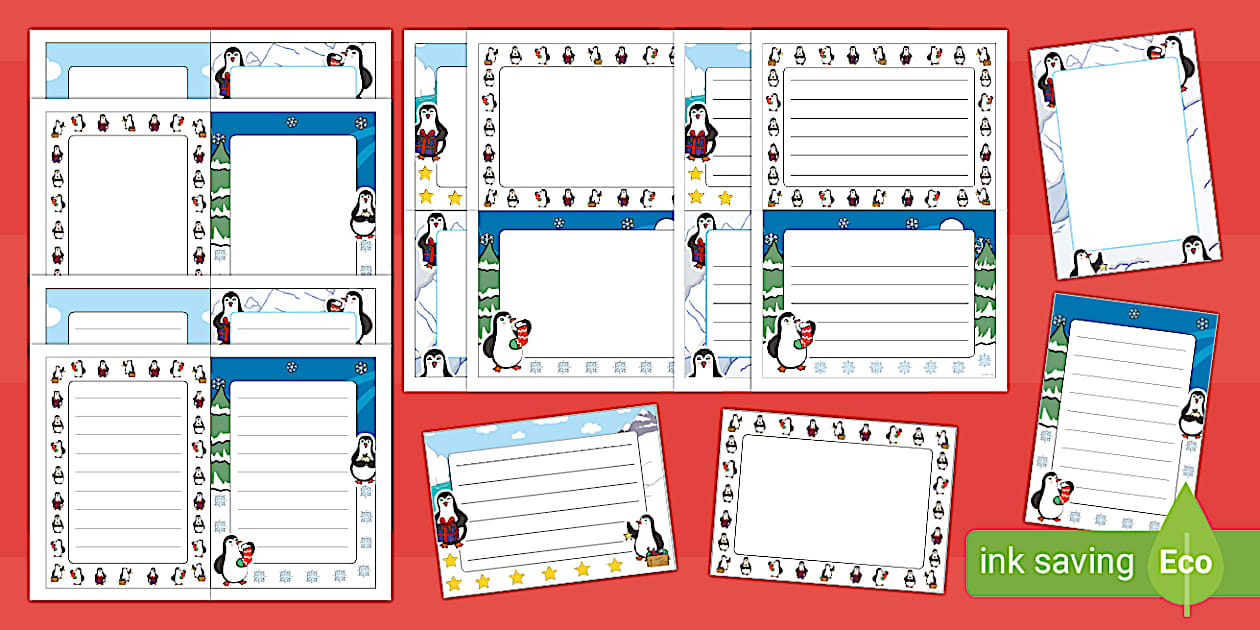 A5 Penguin Christmas Cards Inserts (Teacher-Made) - Twinkl