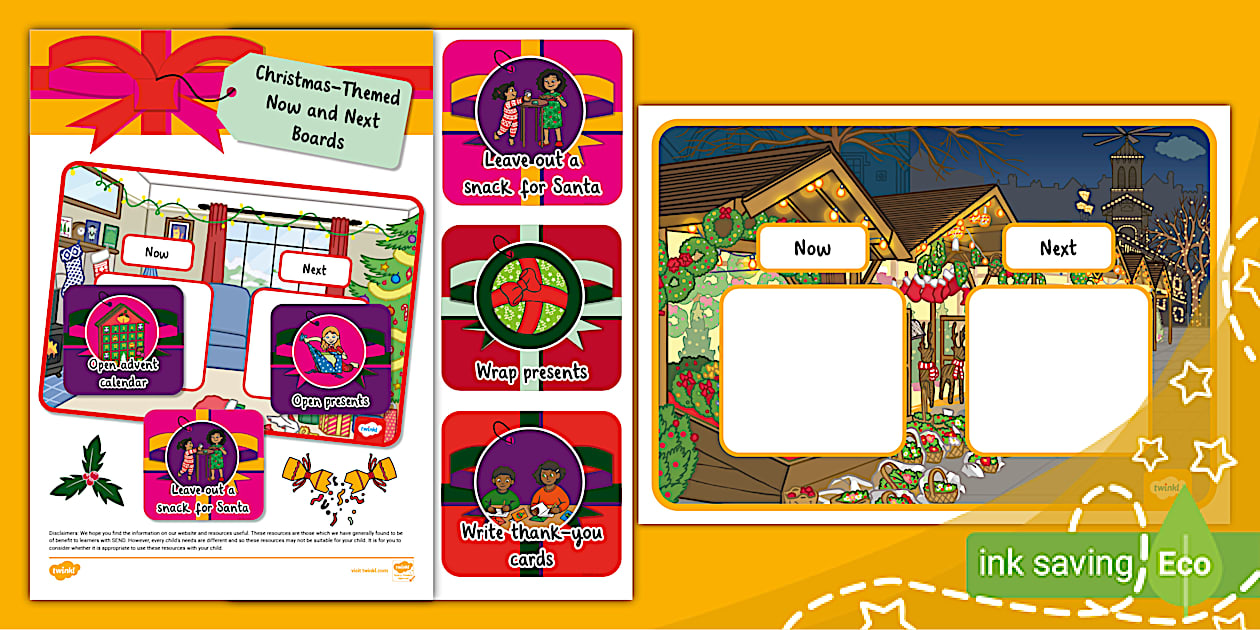 Christmas Now and Next Boards (teacher made) - Twinkl