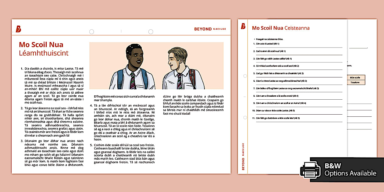 Mo Scoil Nua Léamhthuiscint (Teacher-Made) - Twinkl