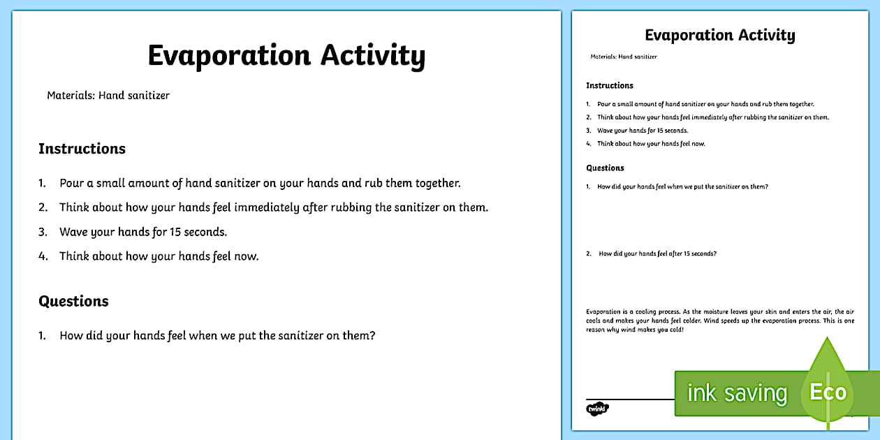 Exploring Evaporation Activity (teacher made) - Twinkl