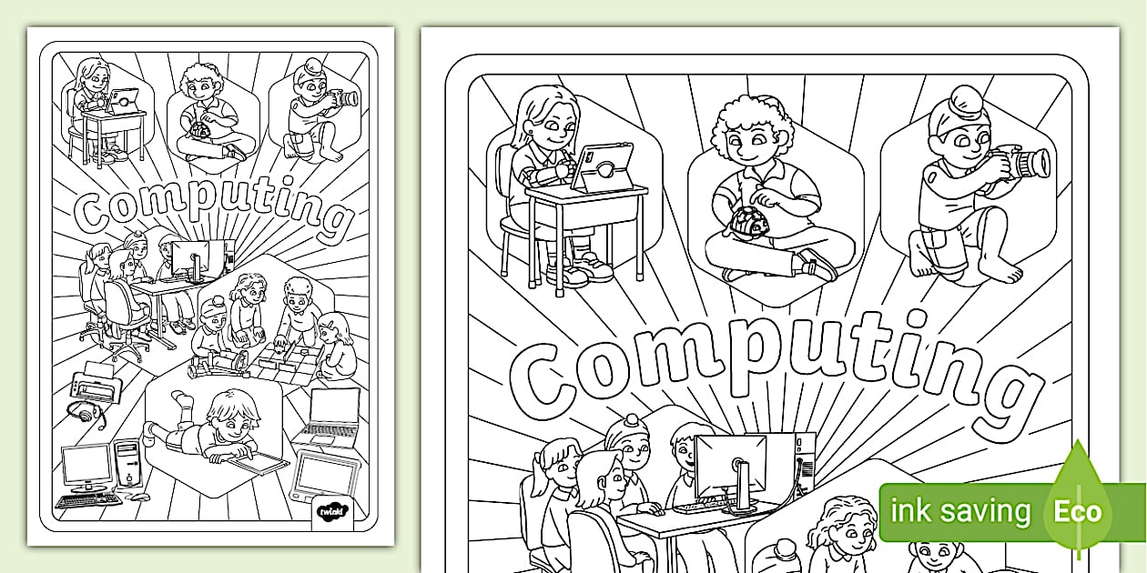 Computing Unit Page Colouring, Computing Book Cover - Twinkl