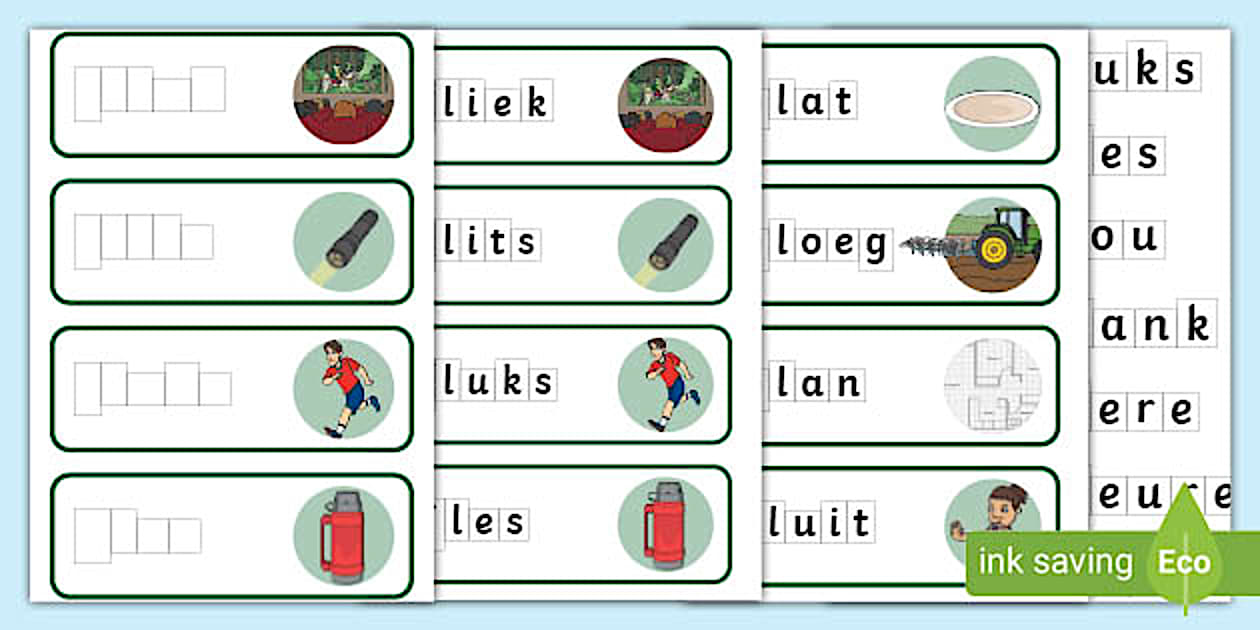 Bou Woorde Met Klanke -pl, -fl en -kl Woordkaarte - Twinkl