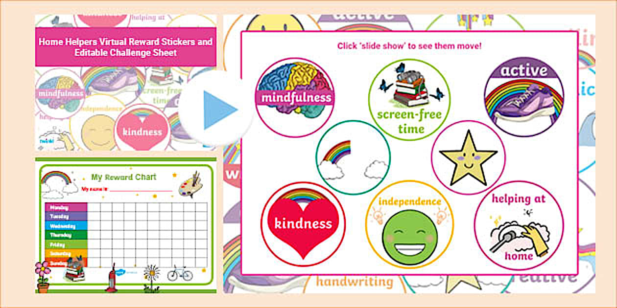 Home Helpers Virtual Reward Stickers and Challenge Sheet