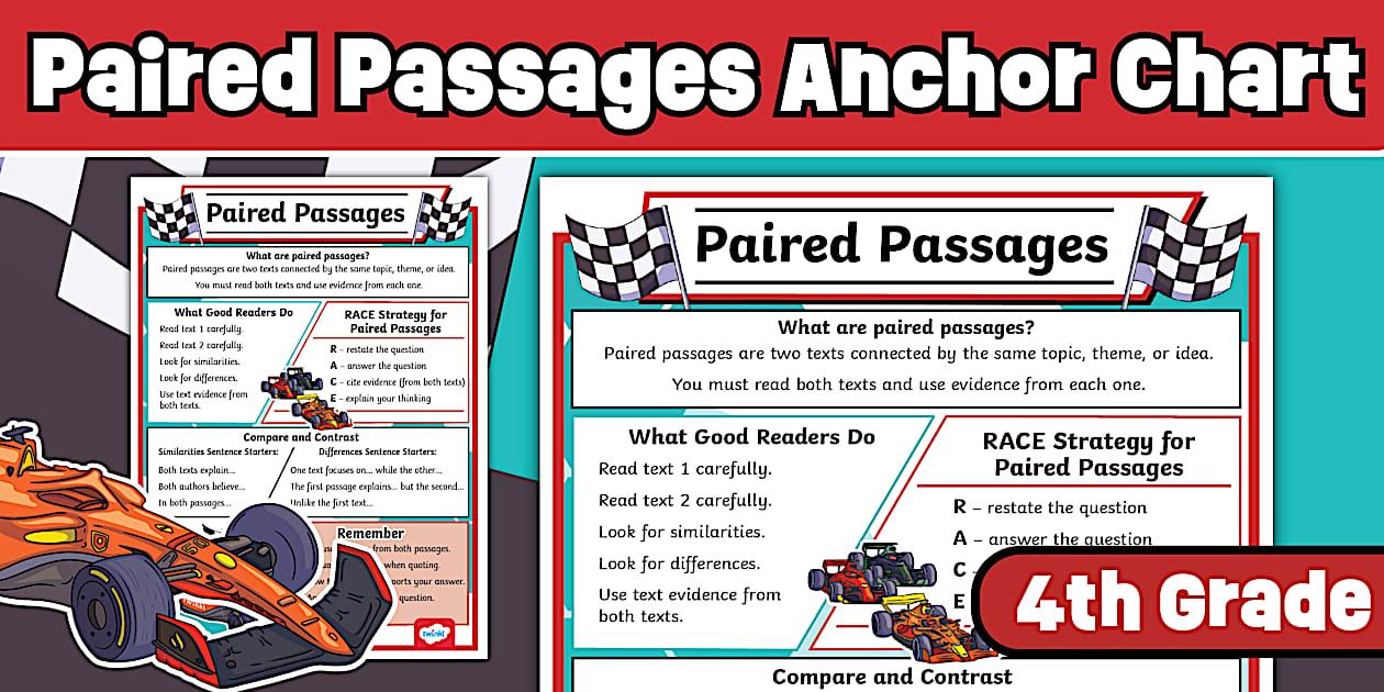 Fourth Grade Paired Passages Anchor Chart