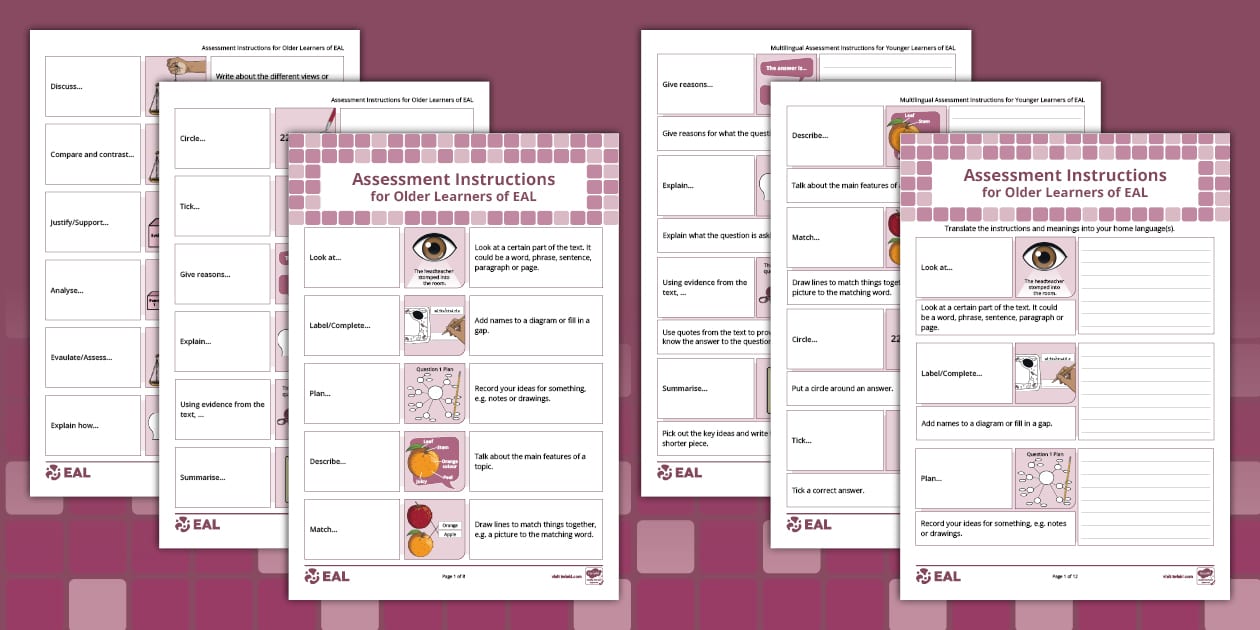 Assessment Instructions for Older Learners of EAL - Twinkl