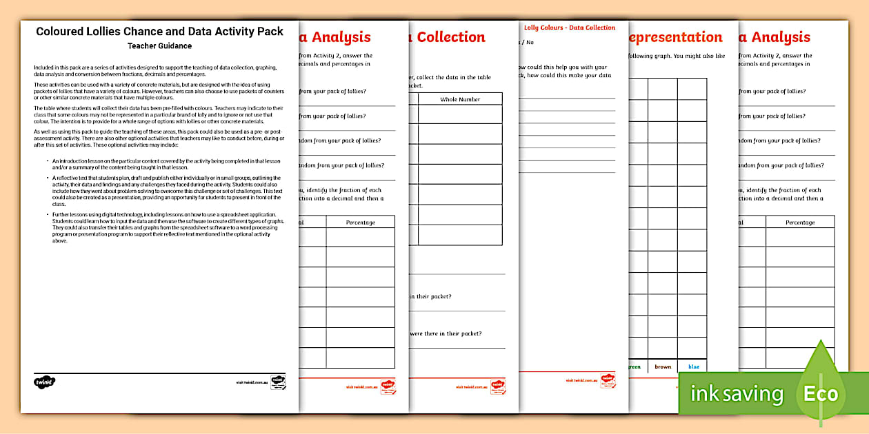 Coloured Lollies Chance and Data Activity Pack | Twinkl