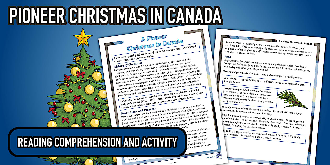 Pioneer Christmas in Canada Activity