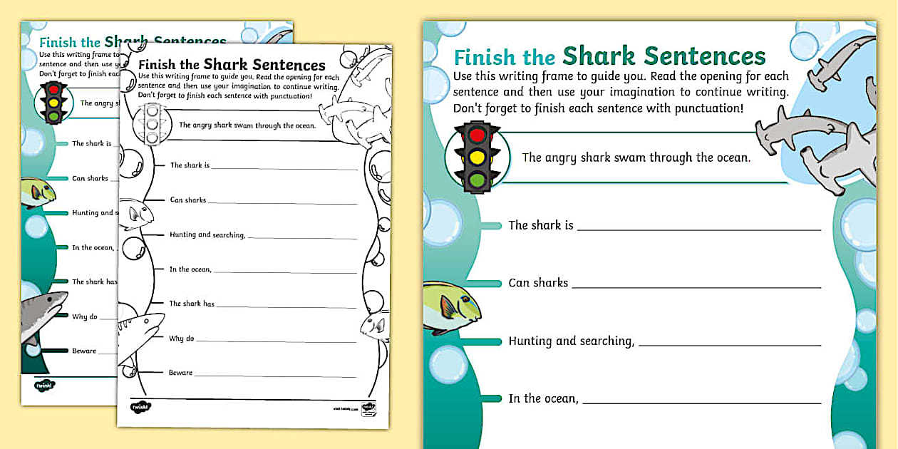 Writing Prompt: Finish the Shark Sentences (Teacher-Made)
