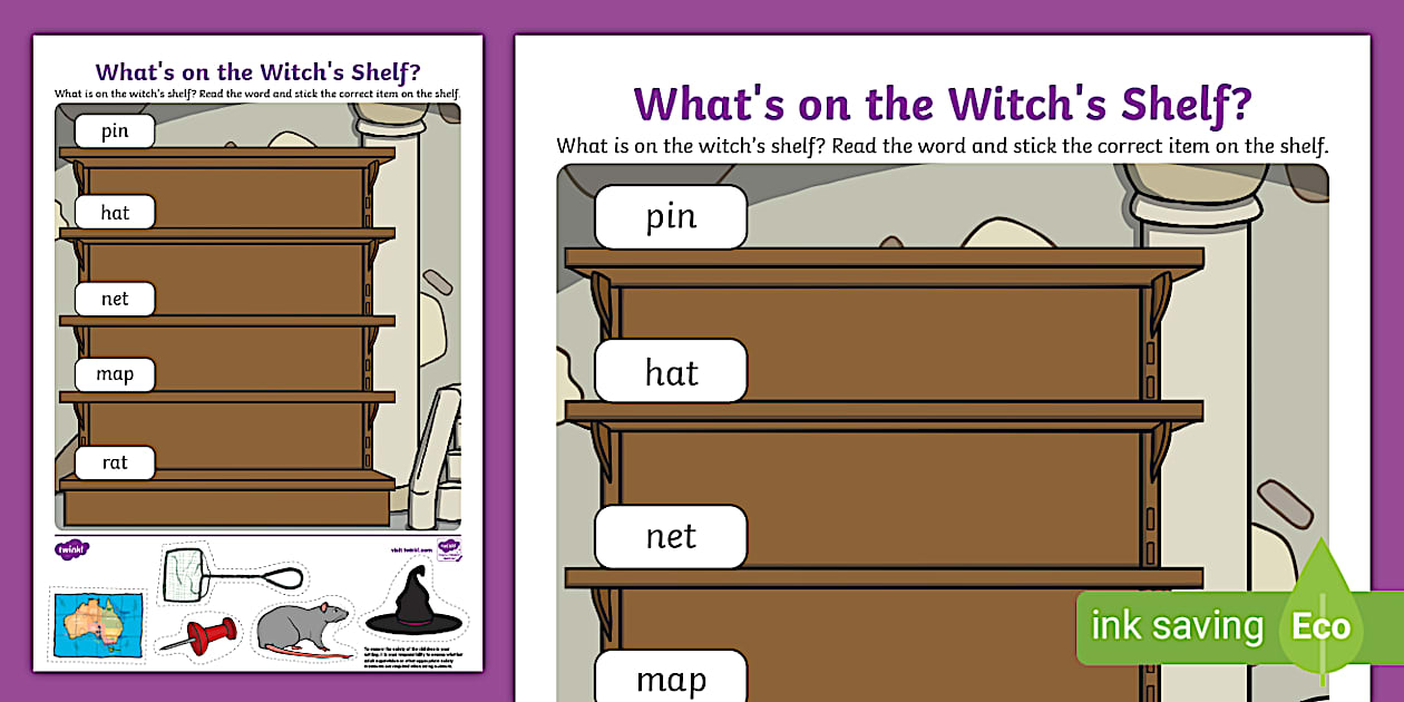 Halloween What's on the Witch's Shelf? CVC Reading Activity