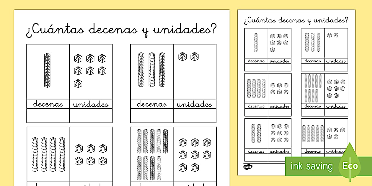 Ficha: Decenas y unidades - Twinkl