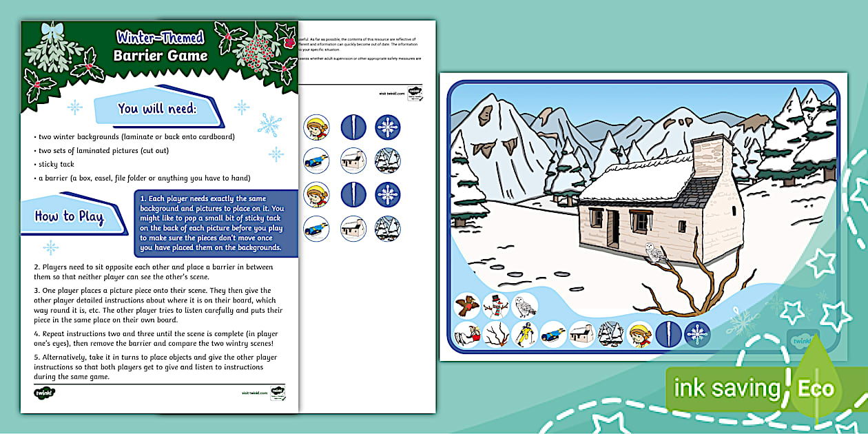 Winter-Themed Barrier Game (teacher made) - Twinkl