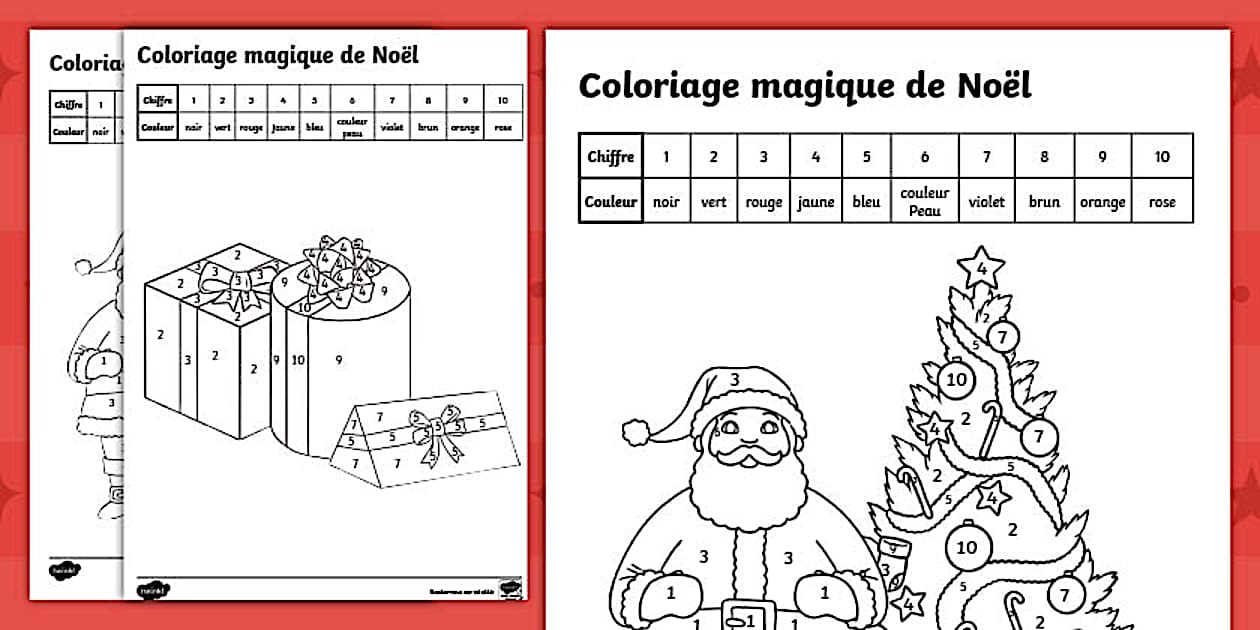 Coloriage magique Noël | Coloriage Codé Noël - Twinkl