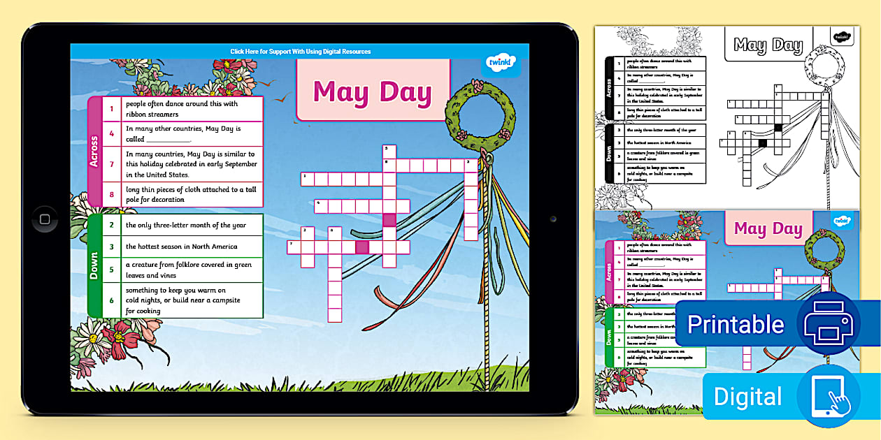 May Day Crossword Puzzle (teacher made) - Twinkl