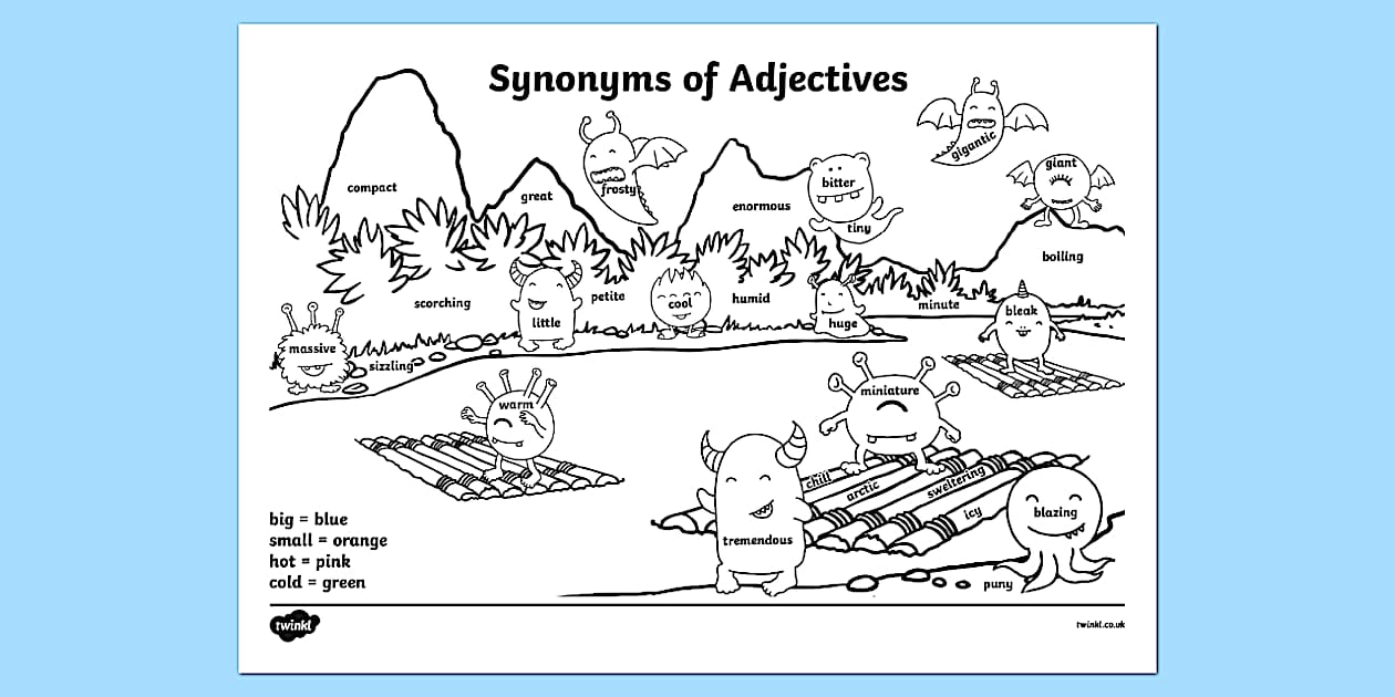 Editable Synonyms of Adjectives - Twinkl
