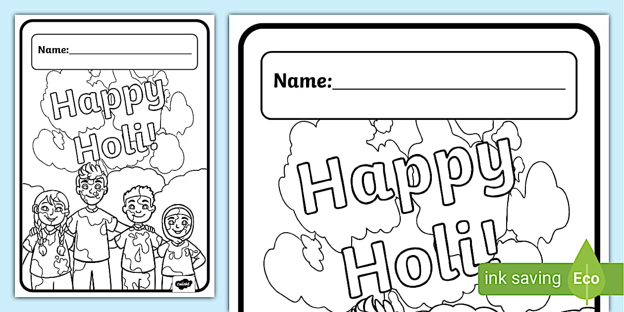 Holi Colouring Book Cover - Primary Resources (Teacher-Made)