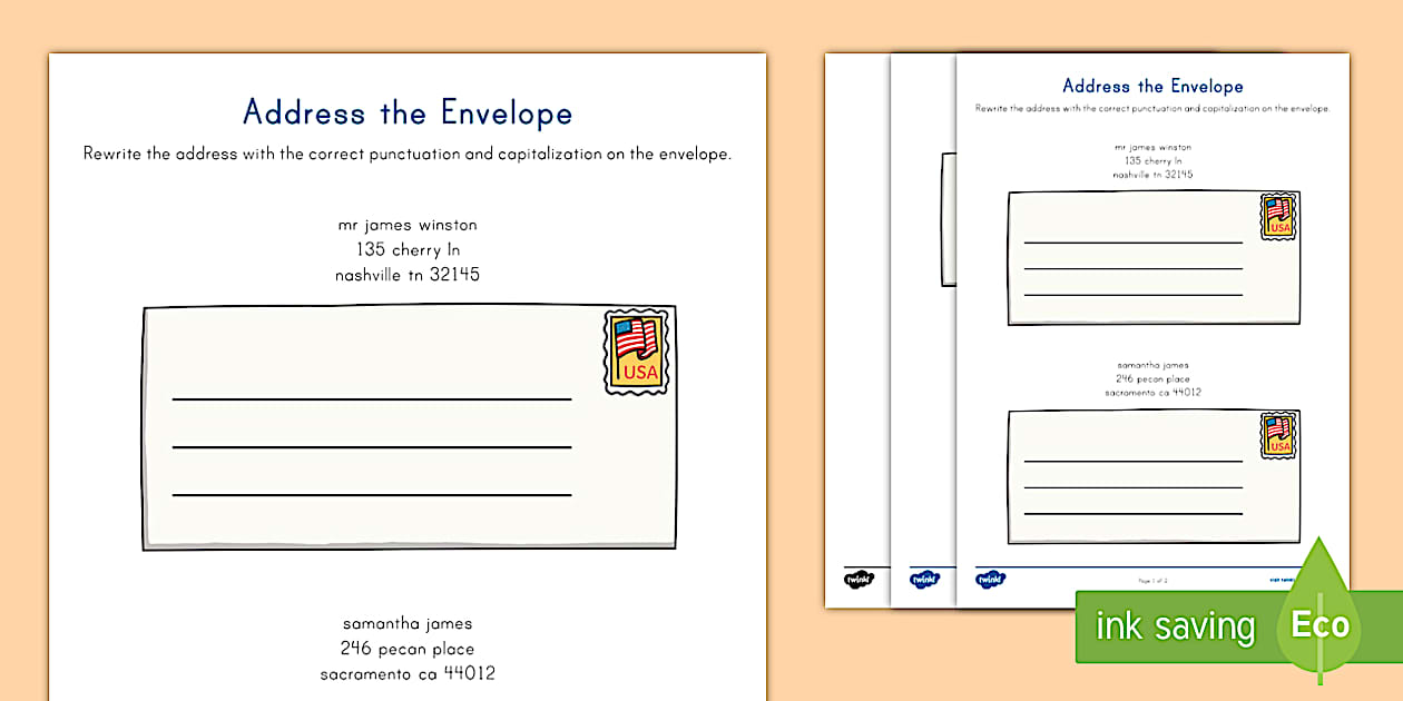 Address the Envelope Writing Worksheet - Twinkl