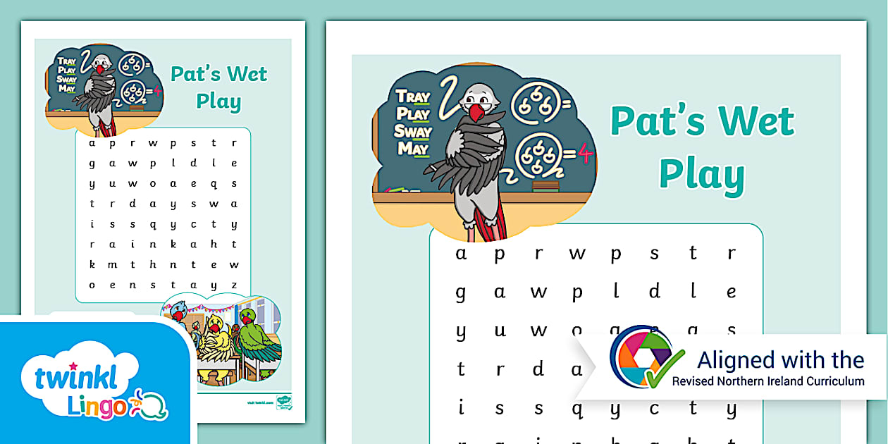 Pat's Wet Play Phase 2 'ay' Word Search - Twinkl
