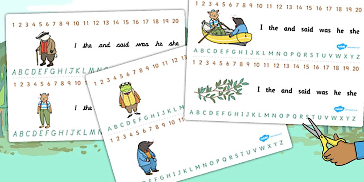 Cursive The Wind in the Willows Combined Number and Alphabet Strips