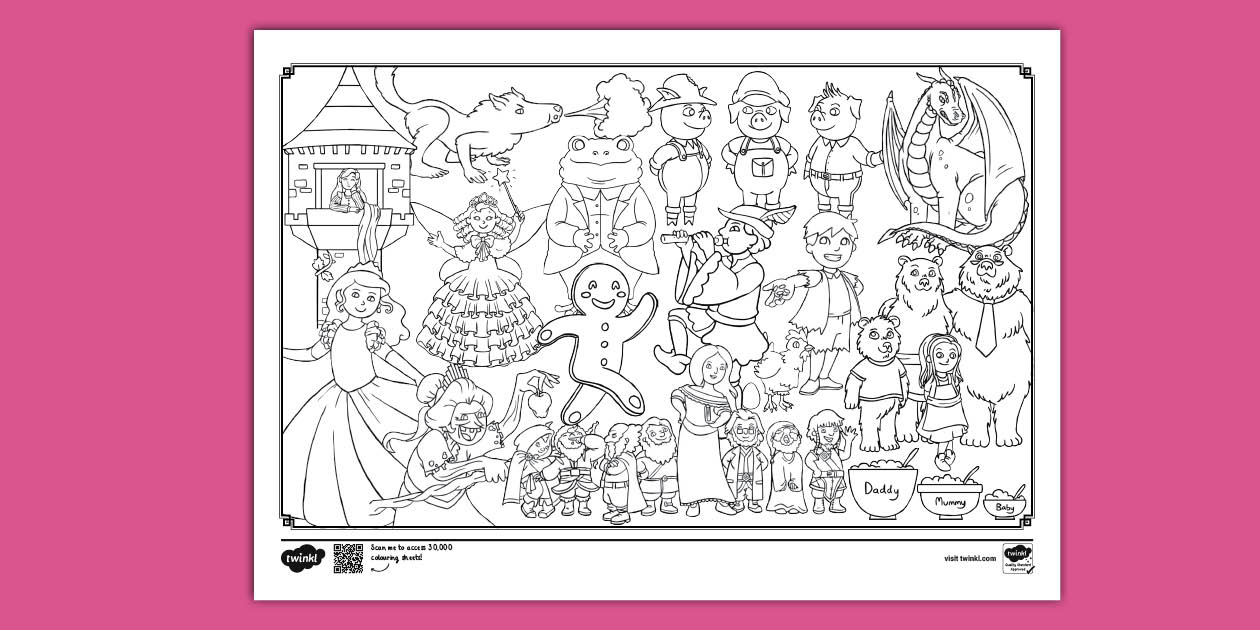 Fairy Tales Colouring Montage (teacher made) - Twinkl