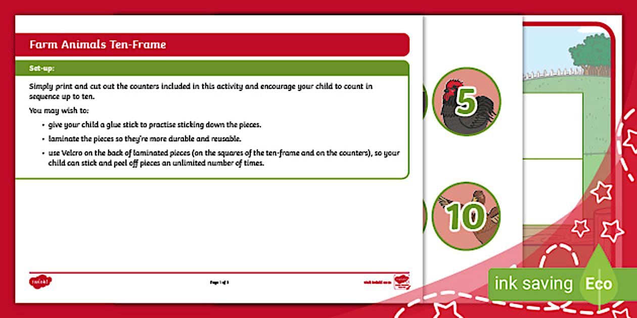 👉 Farm Animals Ten-Frame