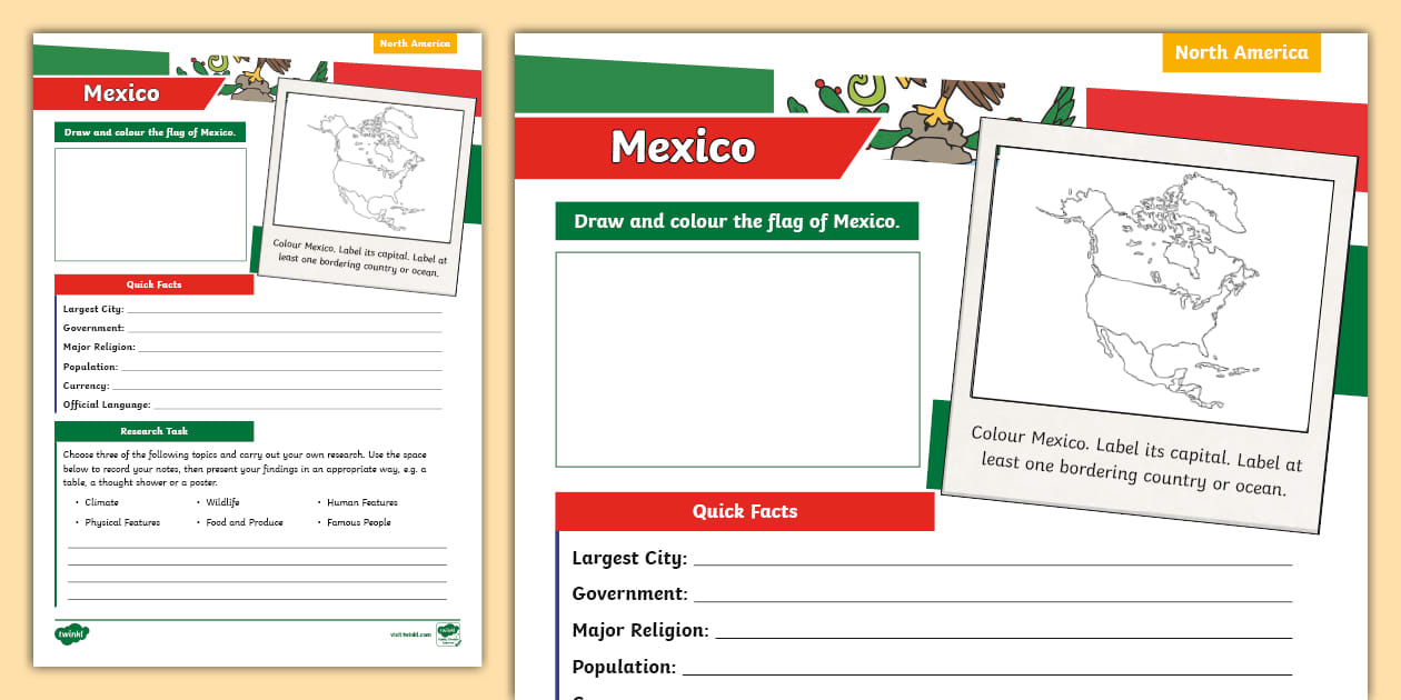 KS2 Mexico Research Activity (teacher made) - Twinkl