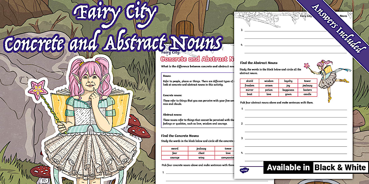 IP English Fairy City Concrete and Abstract Nouns Activity