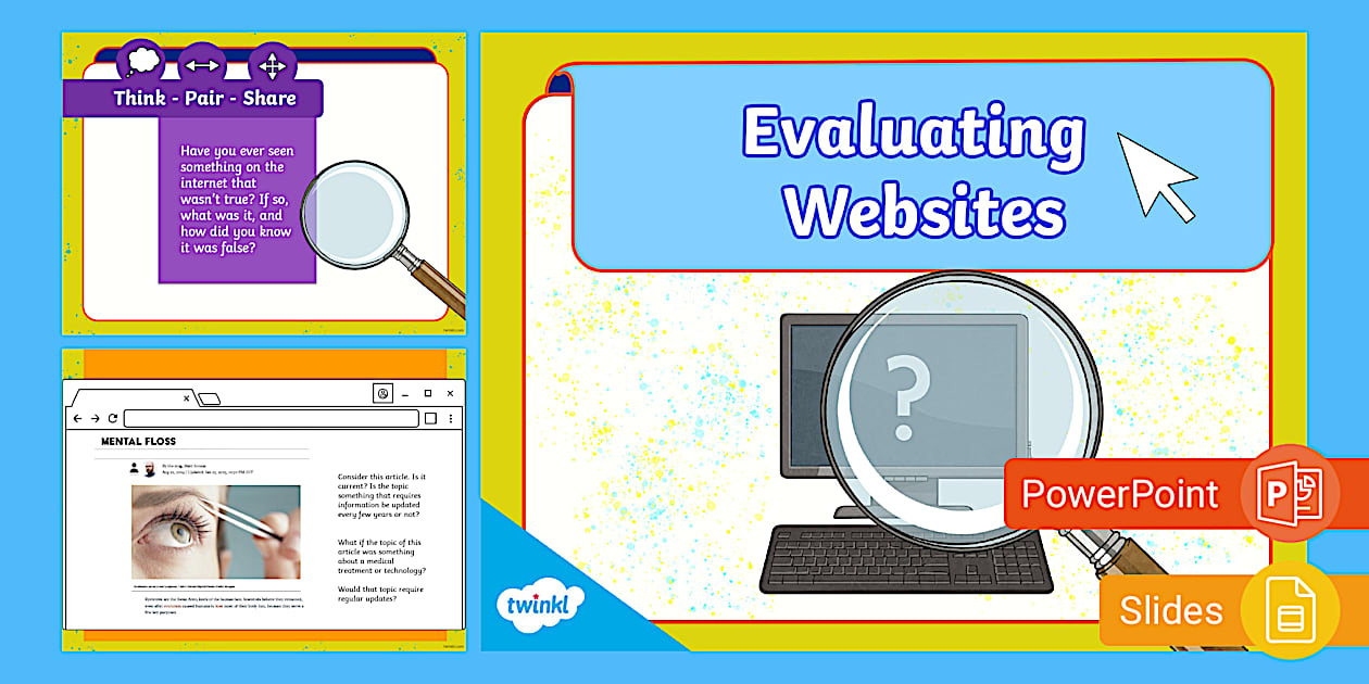 Evaluating Websites PowerPoint & Google Slides for 6th-8th