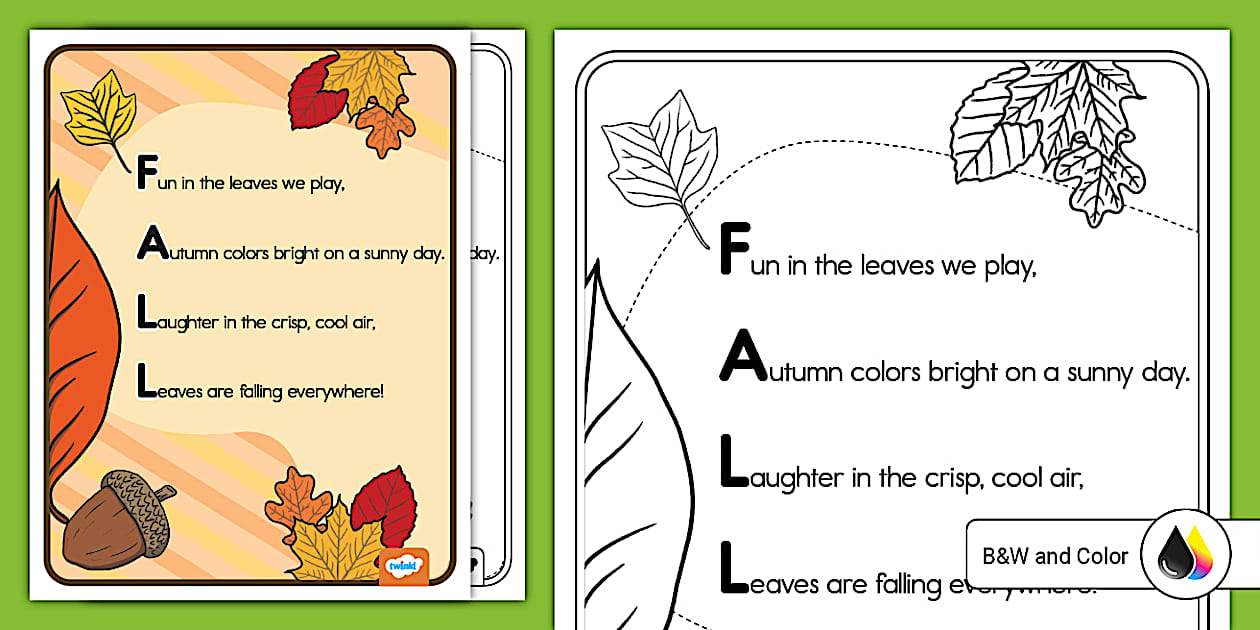 Fall Acrostic Poem Poster (teacher made) - Twinkl