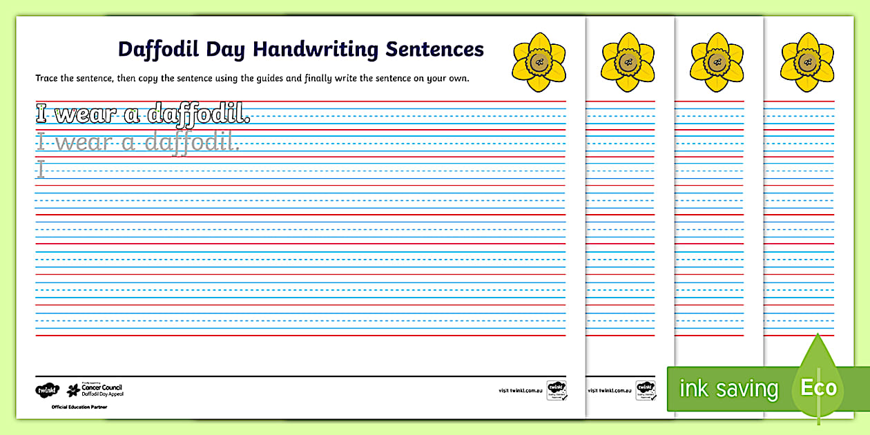 FREE! - Daffodil Day Year 1 Handwriting Practice Worksheets